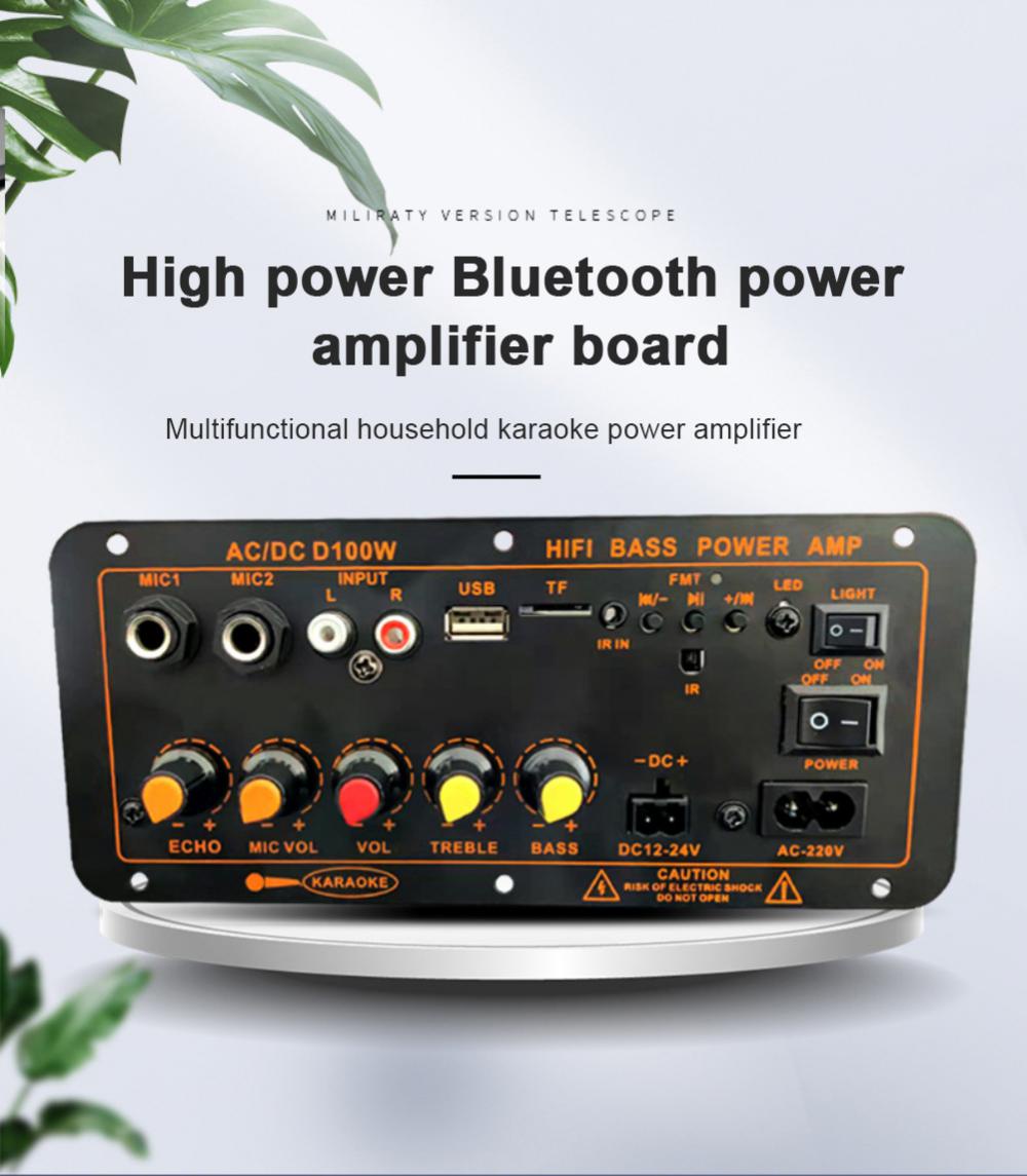 600W Bluetooth 5.0 Audio Amplifier Board D300 Dual Microphone Subwoofer ...