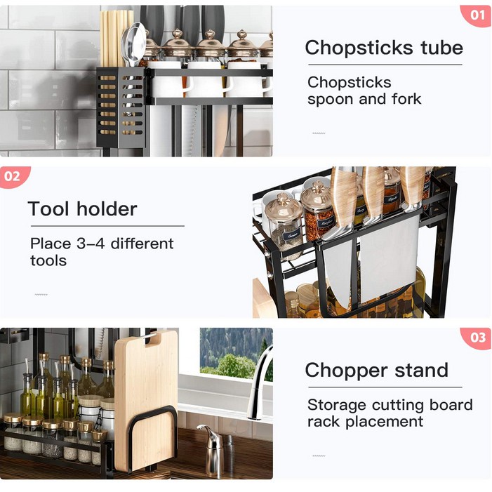 KAGK Spice Rack Rak Rempah Ratus Dapur Seasoning Storage Rack Condiment ...