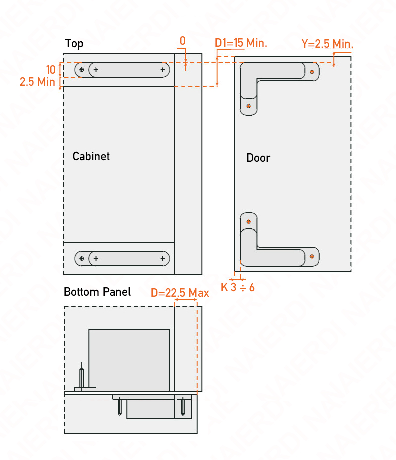 NAIERDI 2 Pieces Hidden Cabinet Hinge 25KG Adjustable Soft Closing ...