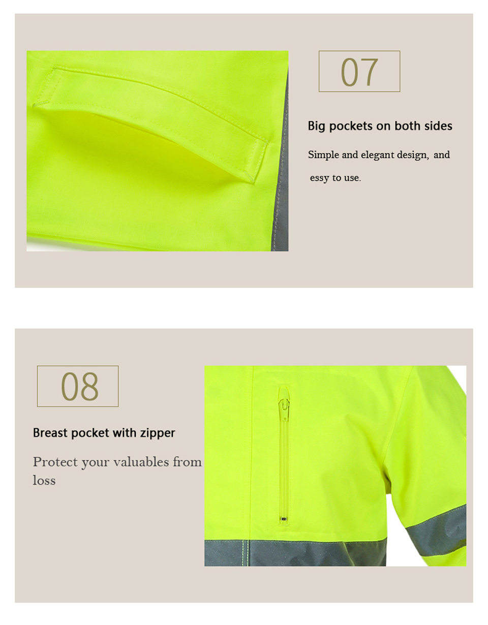 Mens High Visibility Reflective Outdoor Work Jacket Hi-Vis Lime Green ...