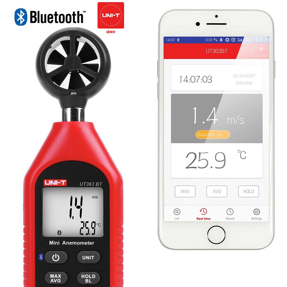 UNI-T UT363S UT363 UT363BT Digital Anemometer Wind speed Wind ...