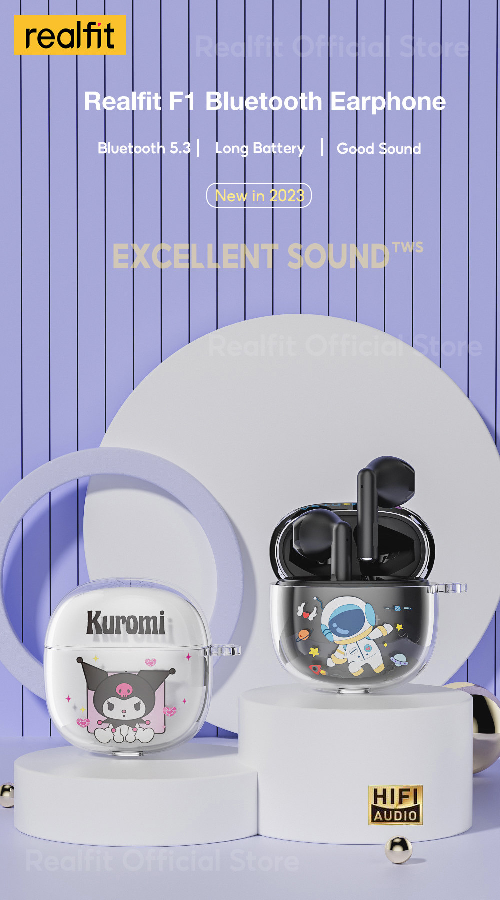 Realfit F1 Bluetooth Earphones HIFI Sound Quality Wireless Earbuds with ...