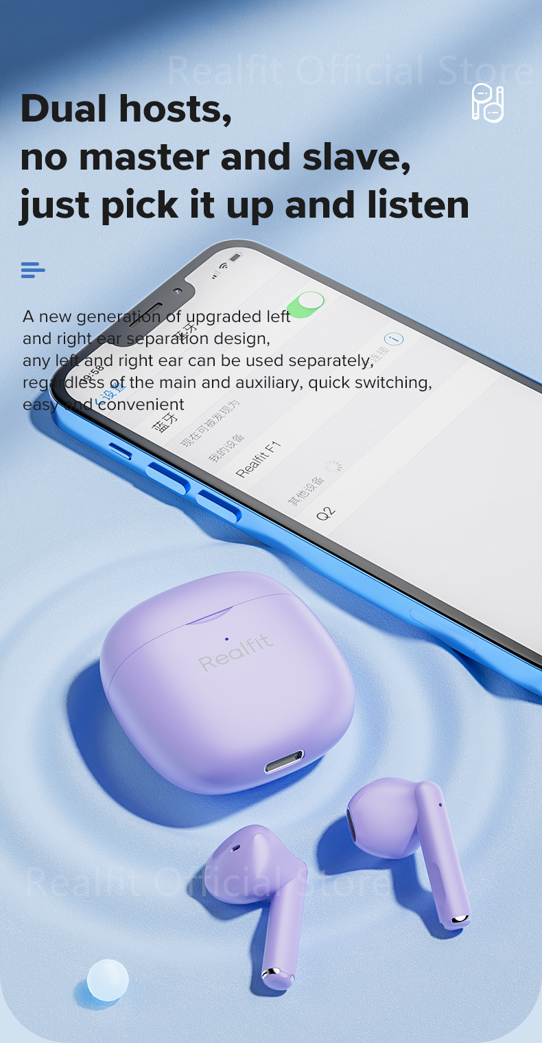 Realfit F1 TWS Bluetooth Earphone Good Sound Quality Mini Matte ...