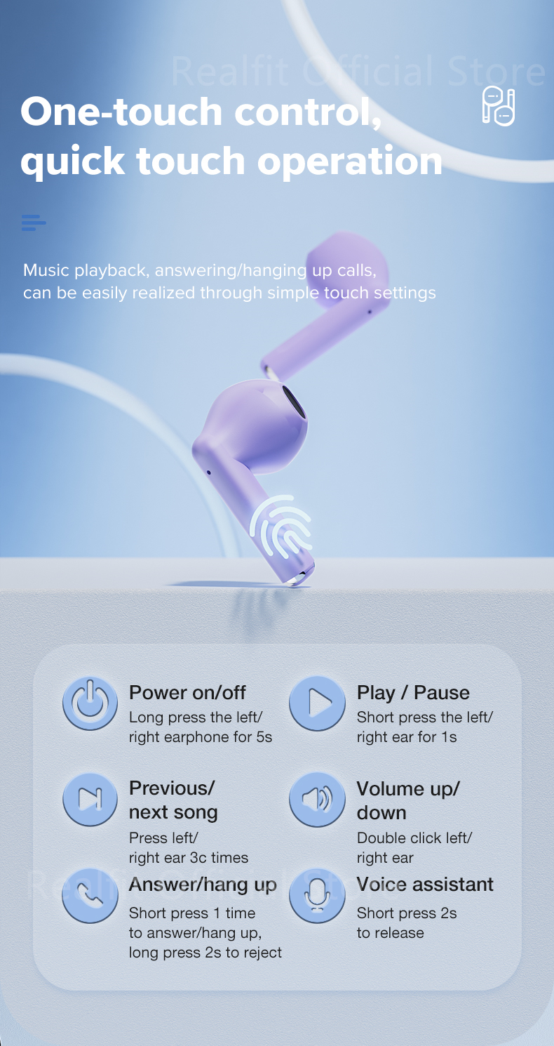 Realfit F1 TWS Bluetooth Earphone Good Sound Quality Mini Matte ...