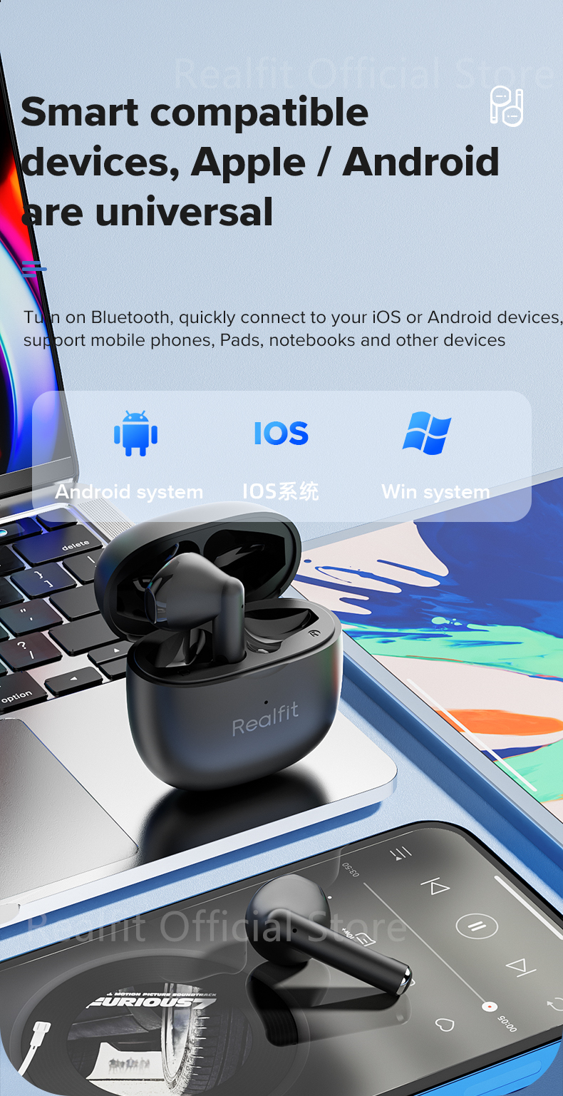 Realfit F1 TWS Bluetooth Earphone Good Sound Quality Mini Matte ...