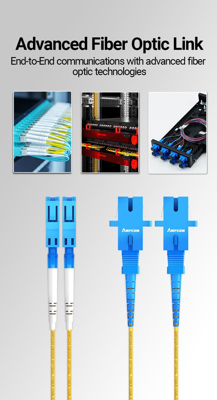 AMPCOM LC-SC Fiber Patch Cable Simplex 9/125 LC/UPC to SC/UPC ...