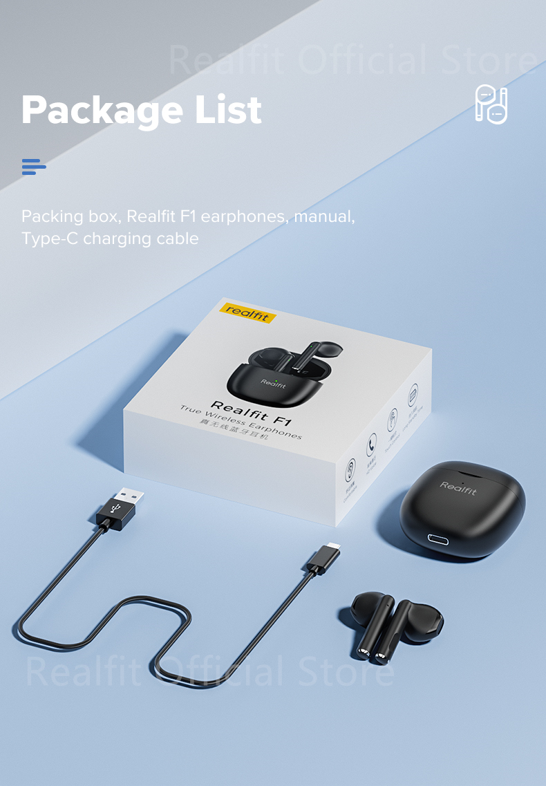 Realfit F1 TWS Bluetooth Earphone Good Sound Quality Mini Matte ...