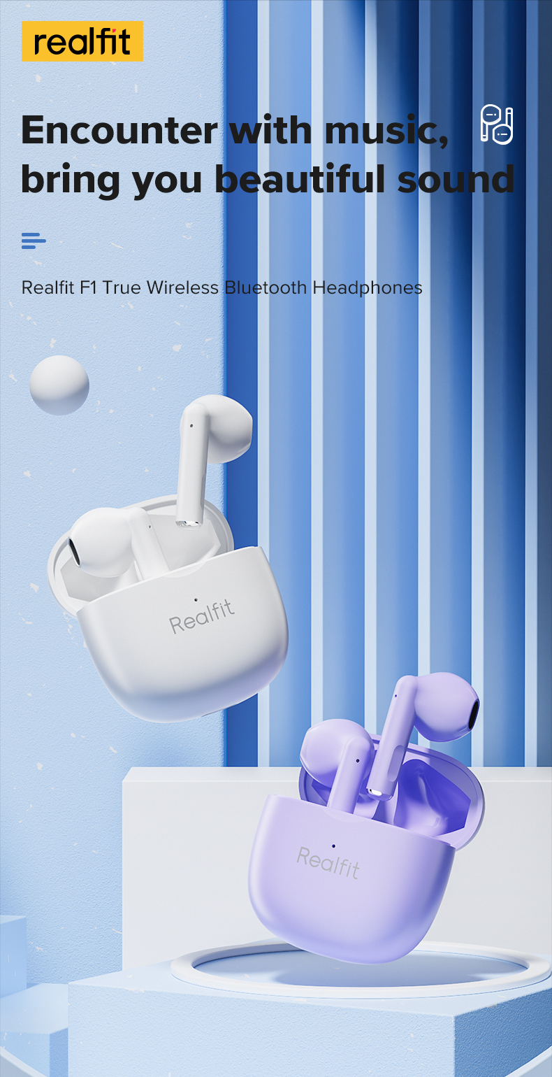 Realfit F1 Bluetooth Earphone Superb Bass Wireless Earbuds with Microphone | Shopee Malaysia