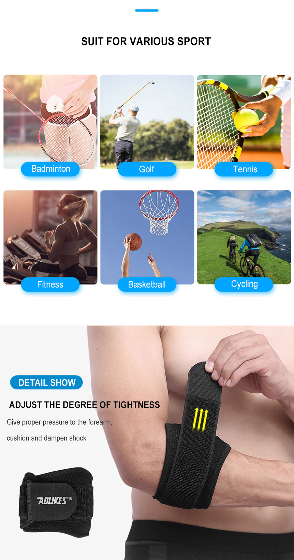 AOLIKES 1PCS Tennis Elbow Braces for Tendonitis and Tennis Elbow ...