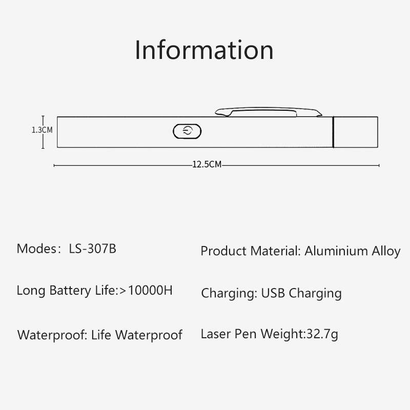 SmilingShark LS307B Laser Pointer Laser Pen Mini Presentation Portable USB Rechargeable Pen ...