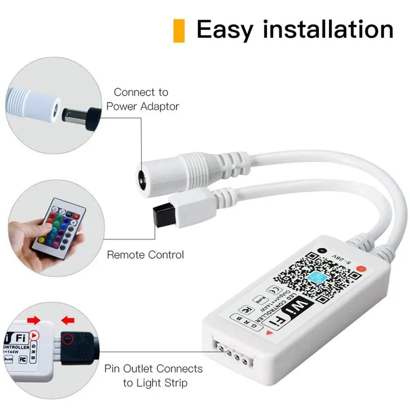 Wifi LED Controller 12V 24V RGB 2.4G Android IOS APP for 5050 2835 COB ...