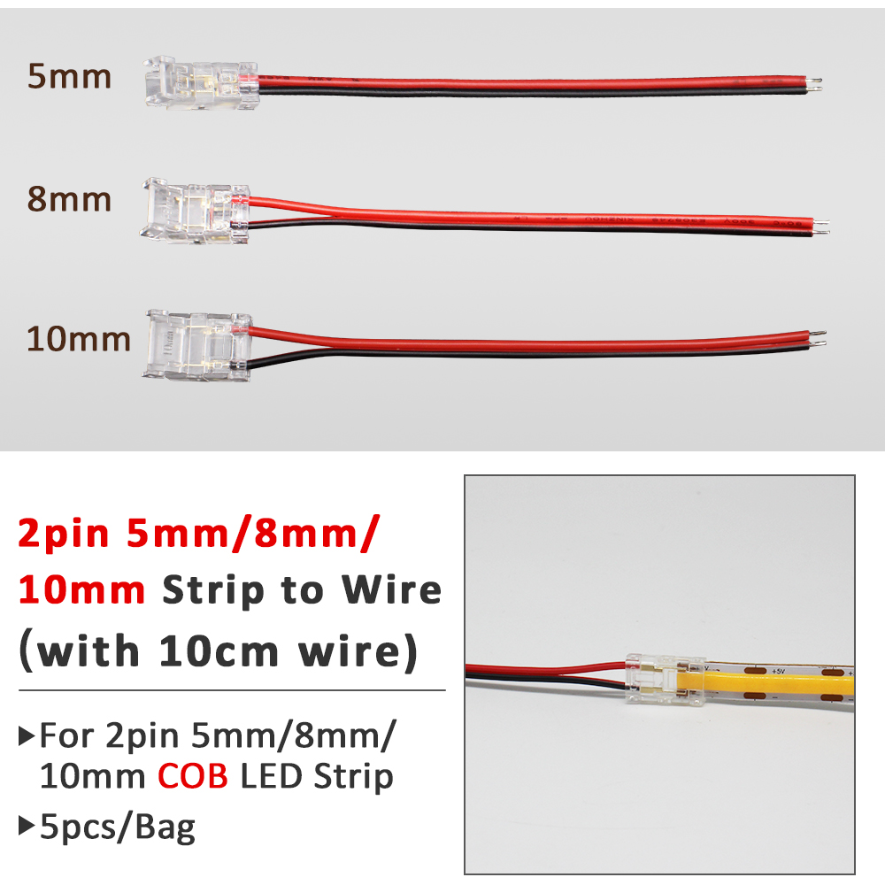 COB LED Strip Connector 2Pin 3Pin 4Pin 5mm 8mm 10mm Quick Wire ...