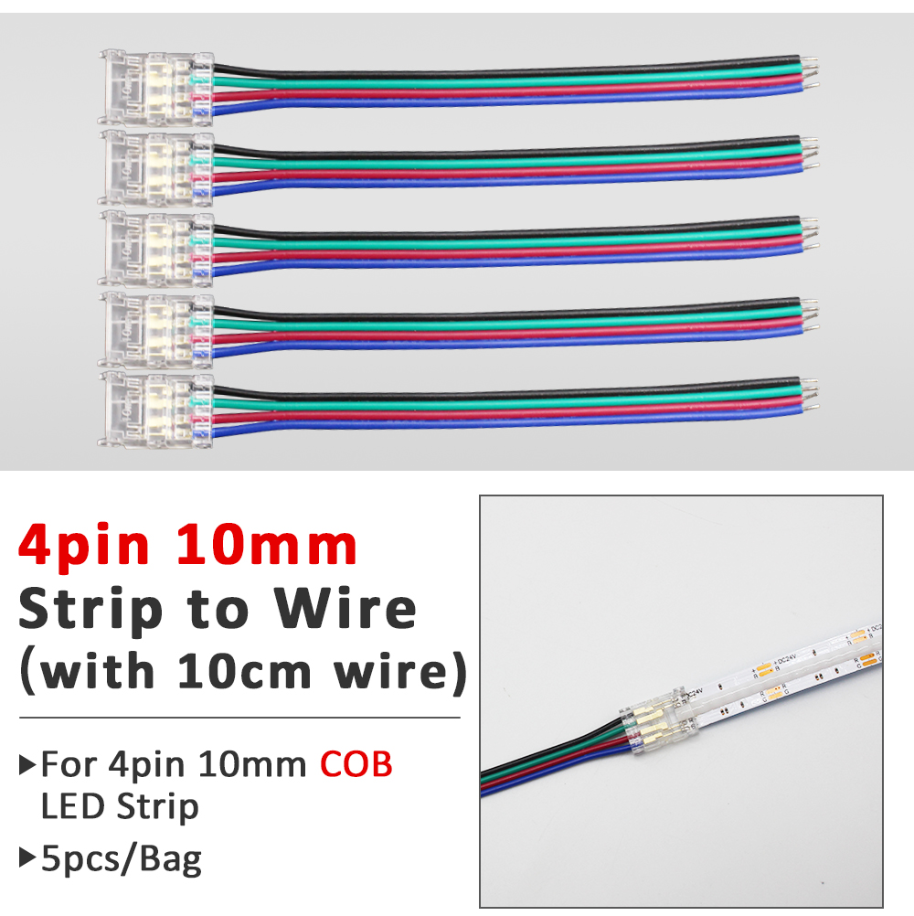 COB LED Strip Connector 2Pin 3Pin 4Pin 5mm 8mm 10mm Quick Wire ...