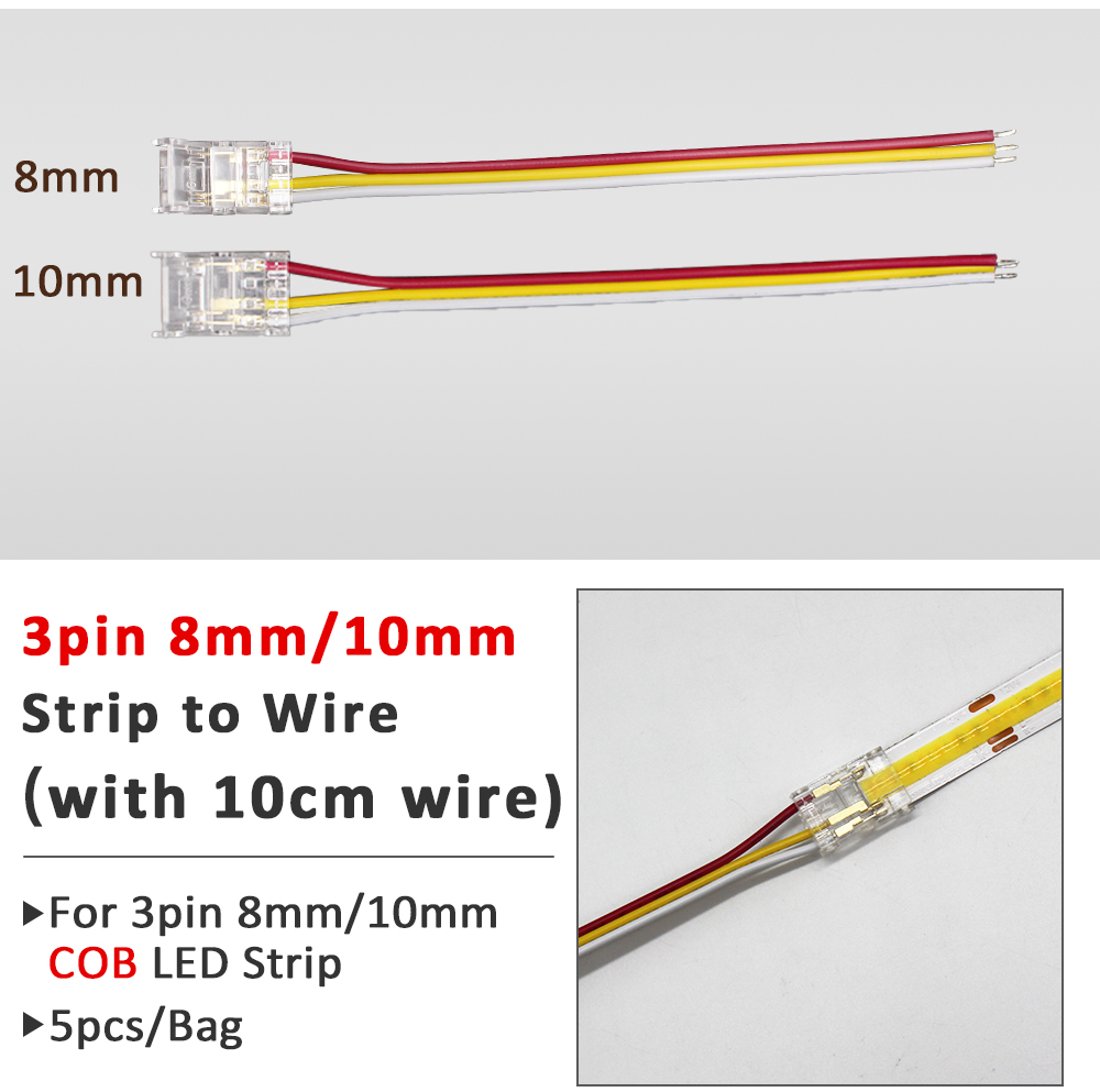 COB LED Strip Connector 2Pin 3Pin 4Pin 5mm 8mm 10mm Quick Wire ...