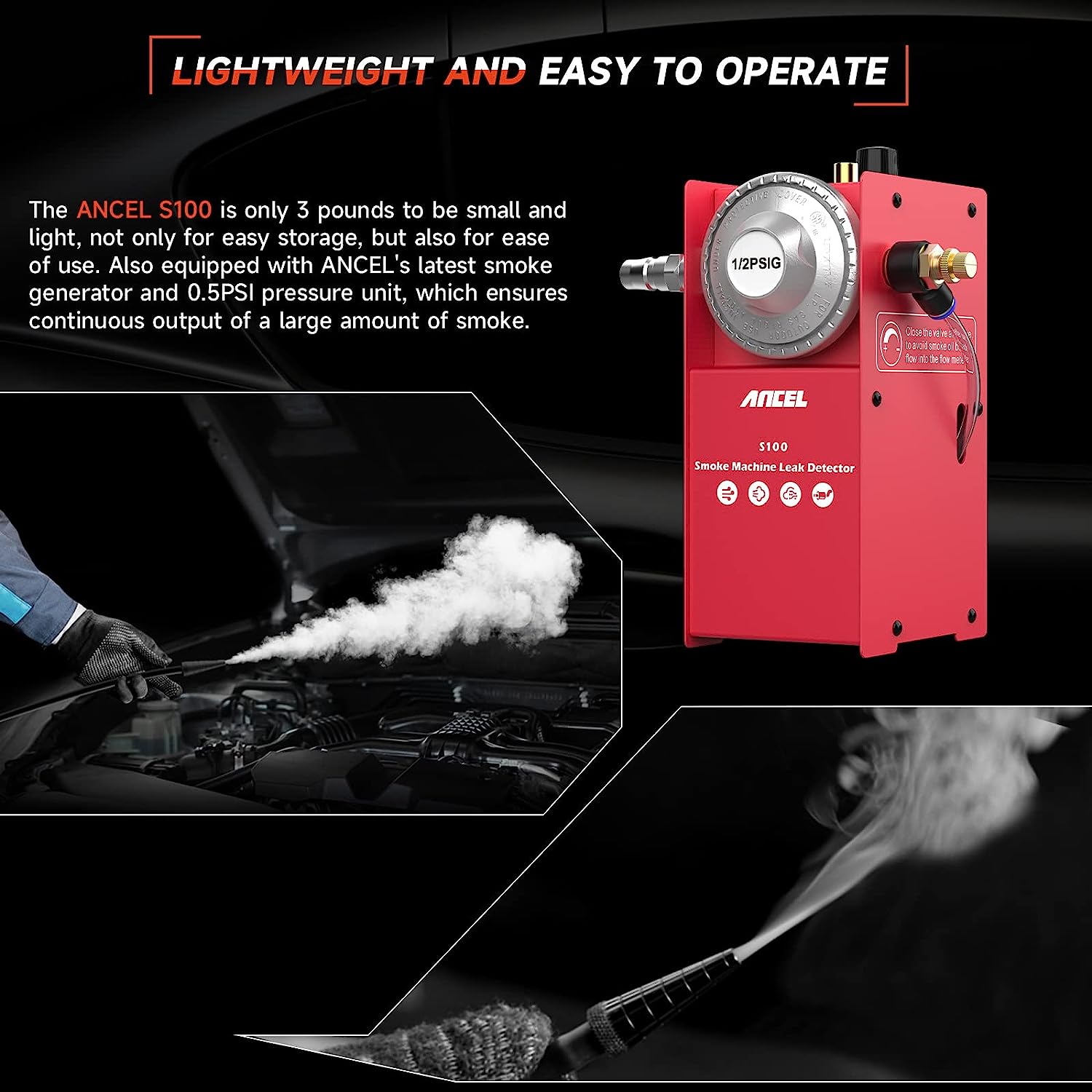 ANCEL S100 Professional Car Smoke Leak Detector EVAP Leak Detector ...