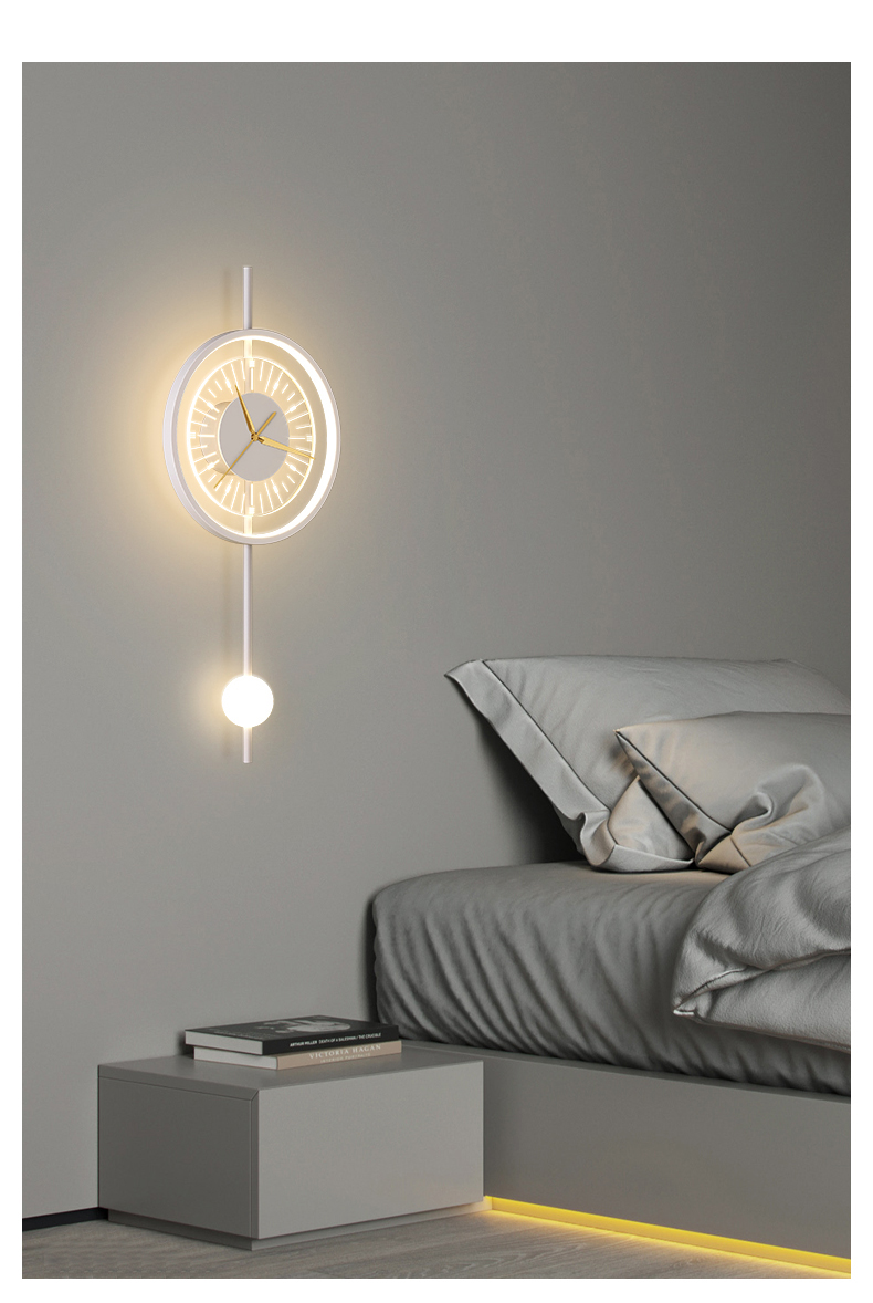 Modern LED Wall Lamp Wall Light With Clock Function Living Room Bedroom ...