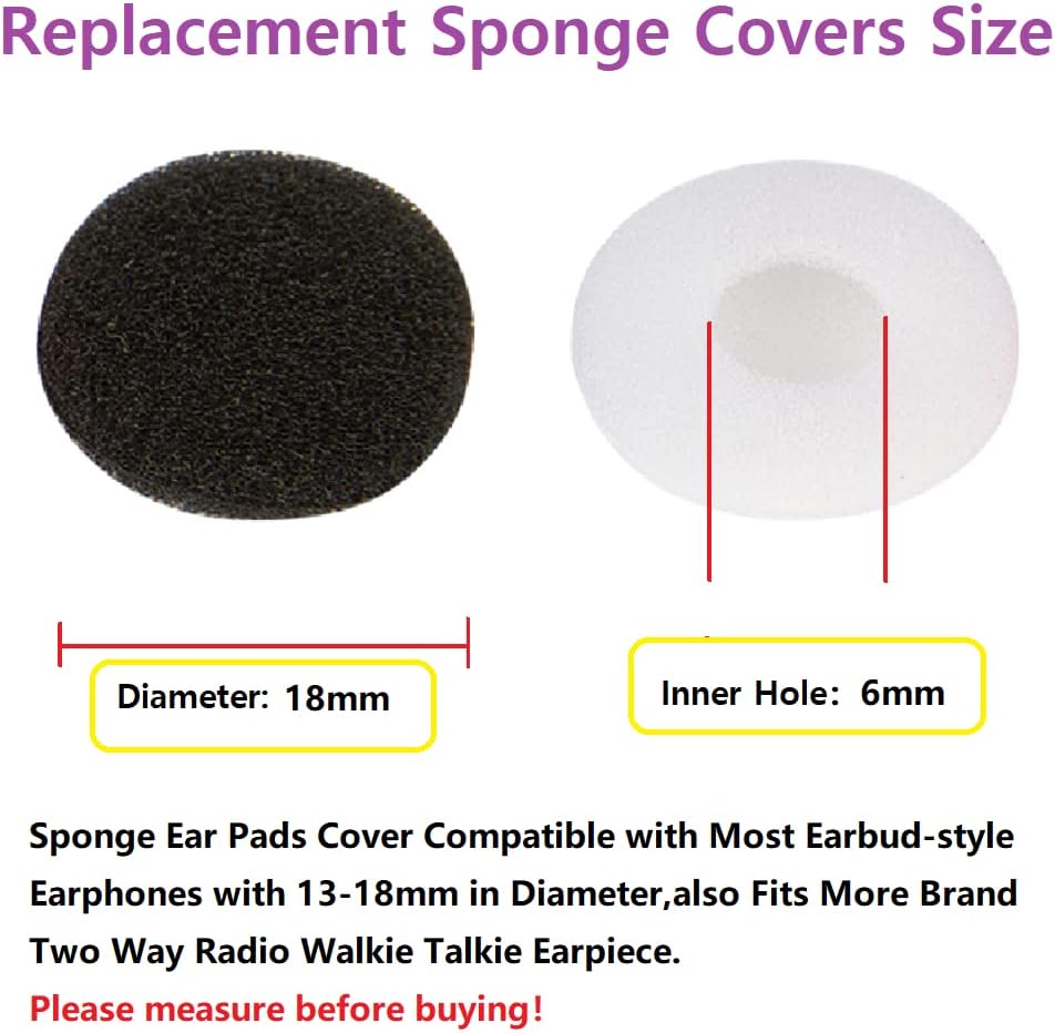 12 Pcs Foam Earbud Earpad Ear Bud Pad Replacement Sponge Covers for 13 ...
