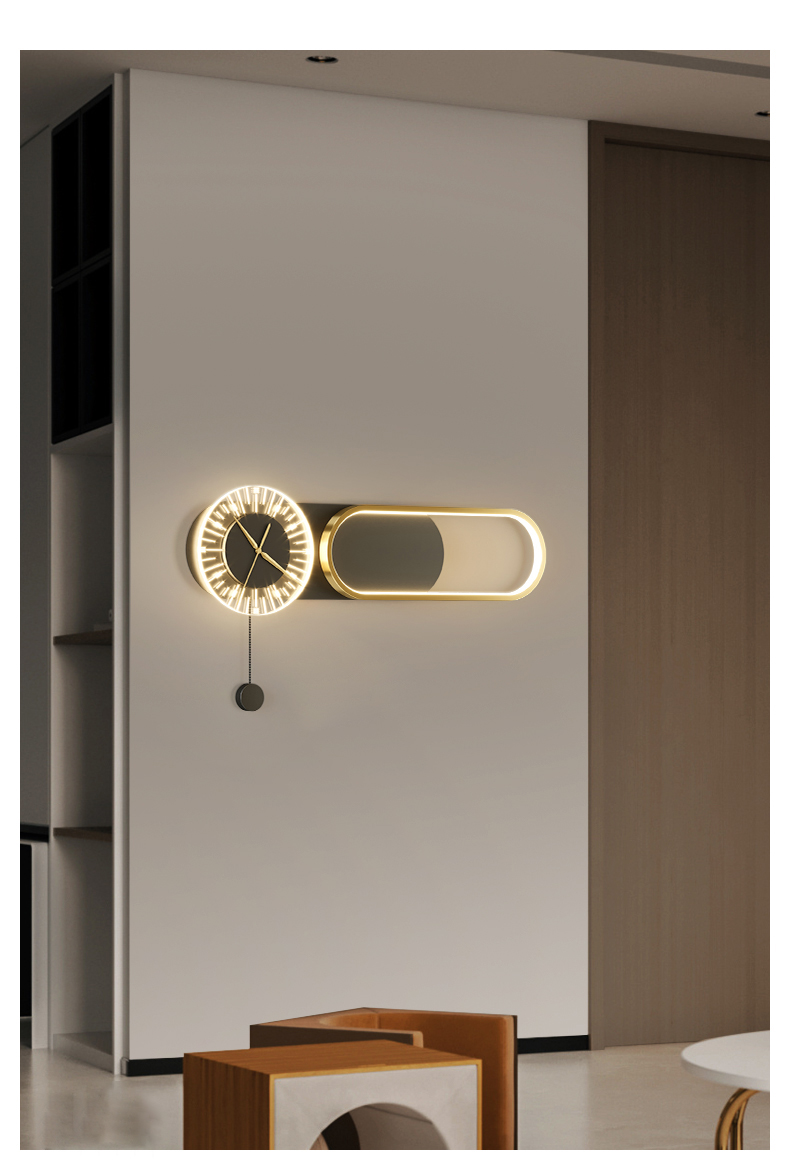 Modern LED Wall Lamp Wall Light With Clock Function Living Room Bedroom ...