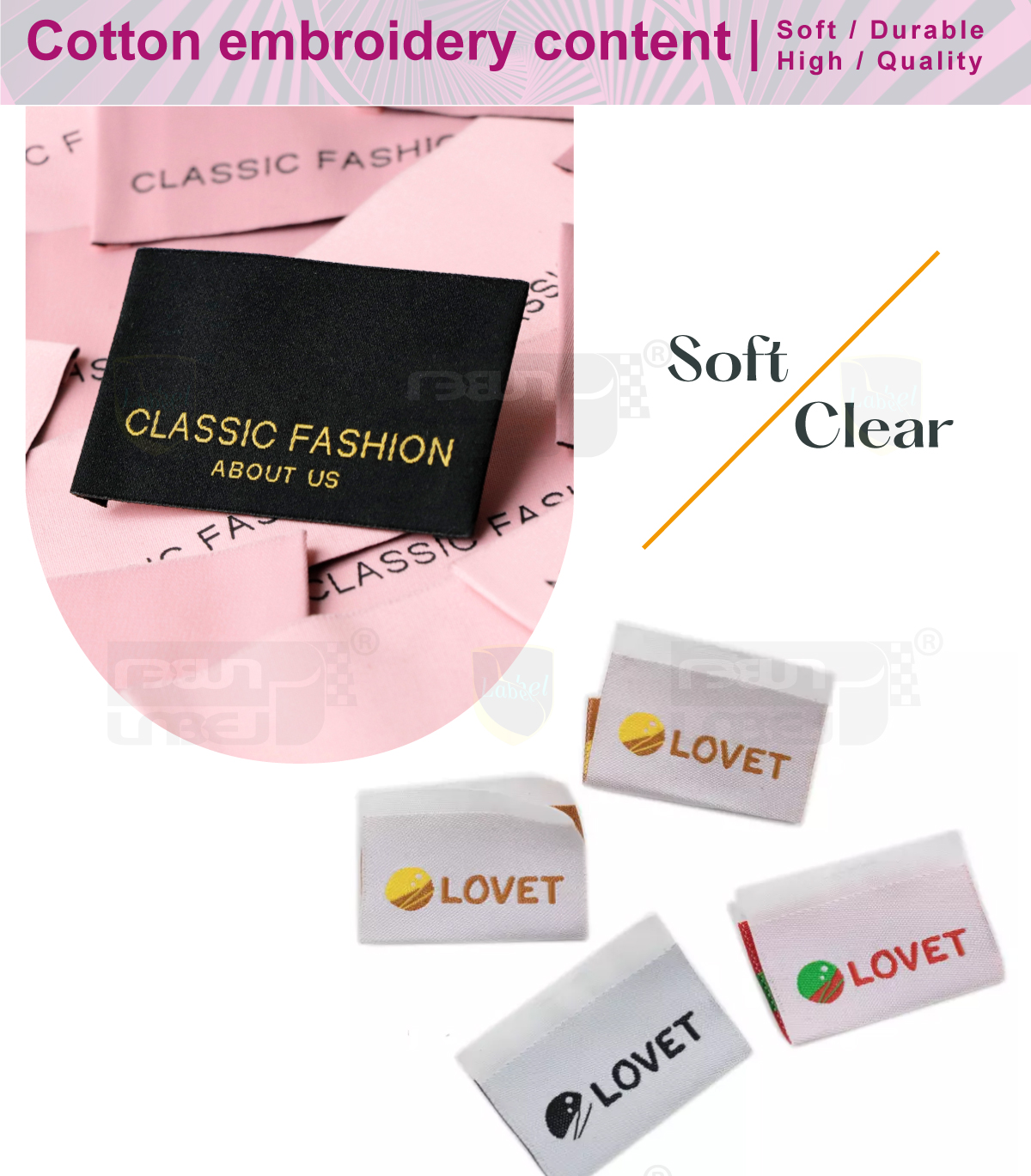 custom embroidery woven label print garment label hem tag sleeves tag ...