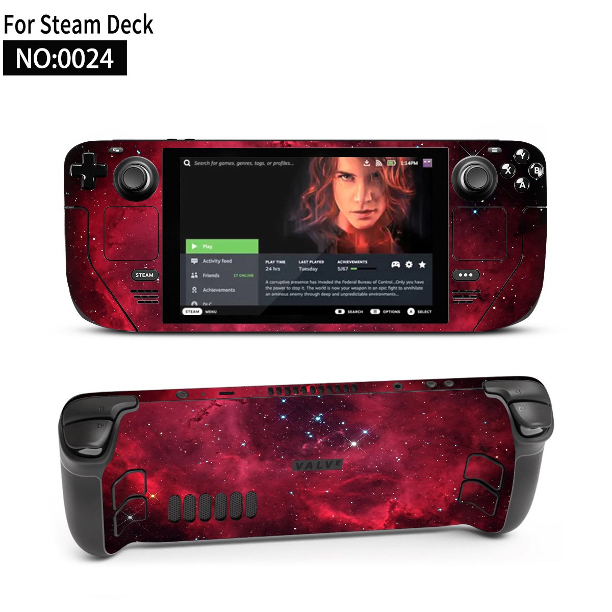 For Steam Deck Console Sticker Vinyl Skin Full Set Protective Decal ...