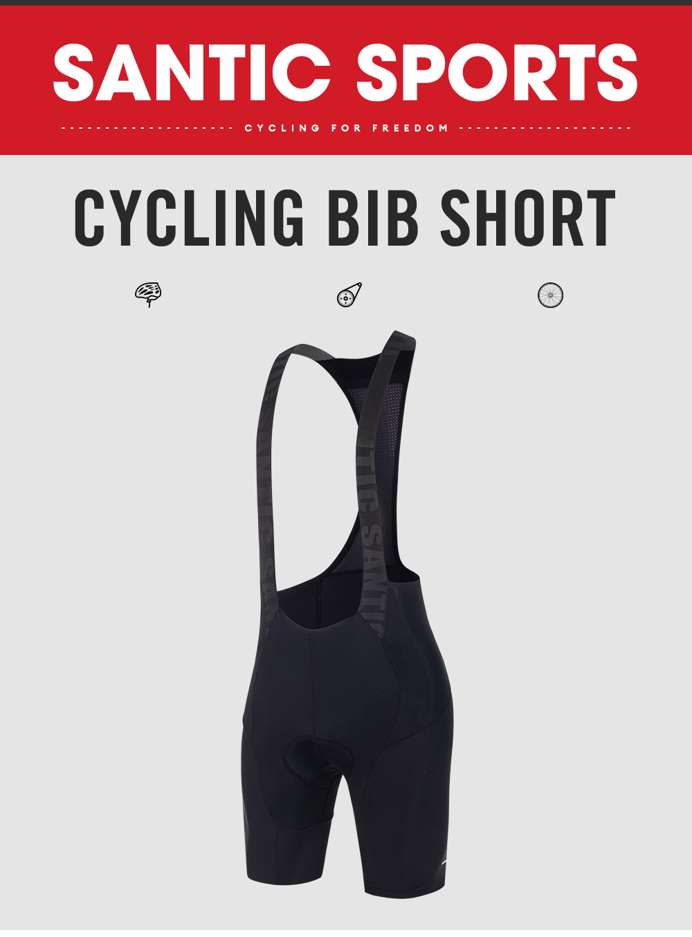 Santic Professional Cycling Bib Shorts Men Anti-Slip Italy Imported ...