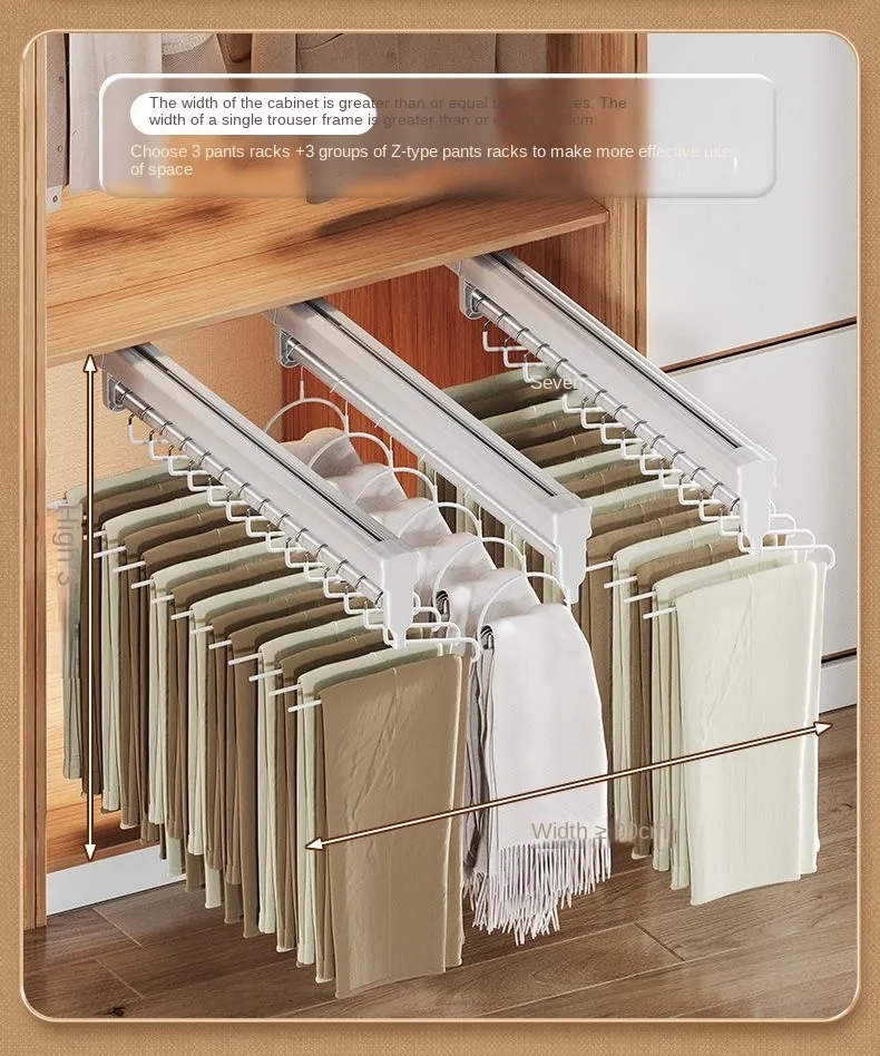 Household High-End Wardrobe Built-In Top-Mounted Pants Storage Rack ...