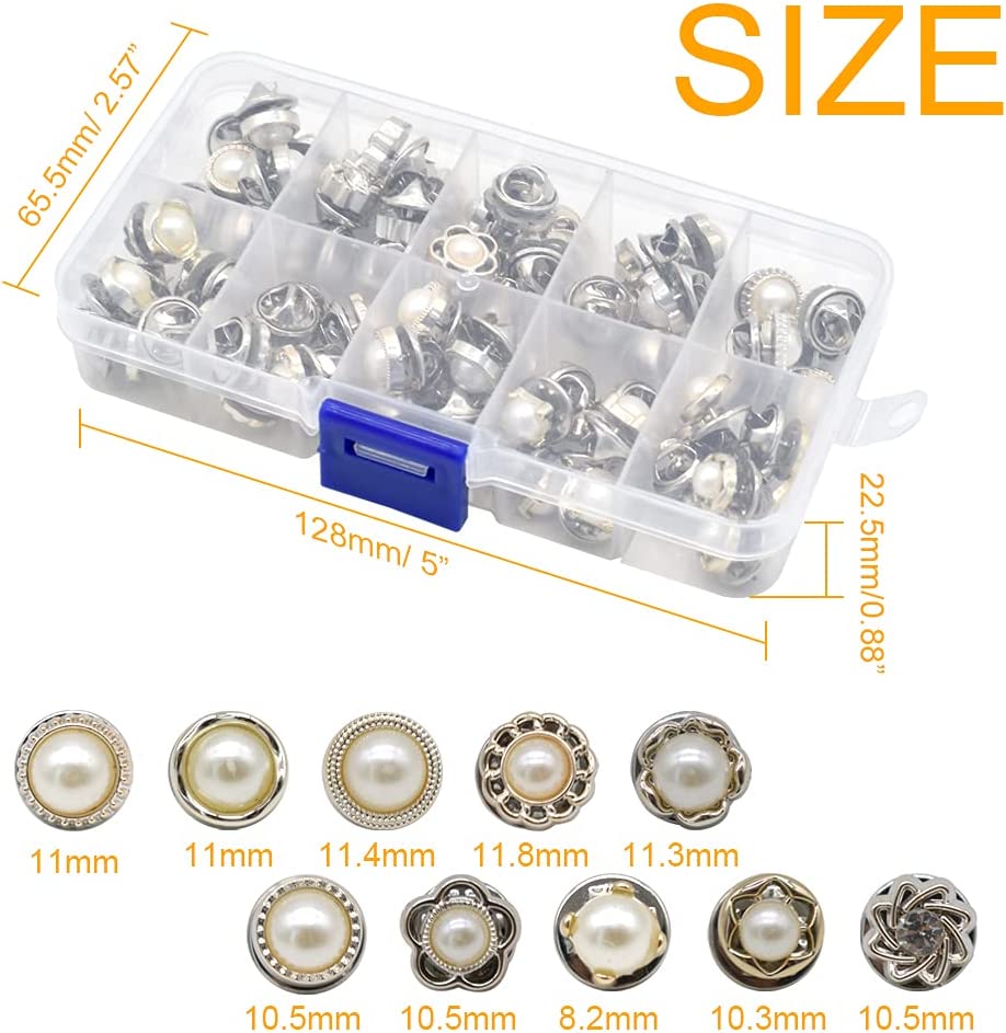 50pcs Women Shirt Brooch Buttons Safty Button Pins Blouse Pins for ...