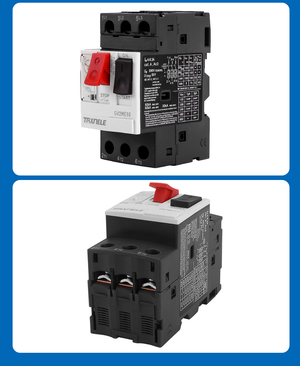 GV2ME GV2 Motor Starter Protector Motor Circuit Breaker Overload Short Circuit Protection 3P ...