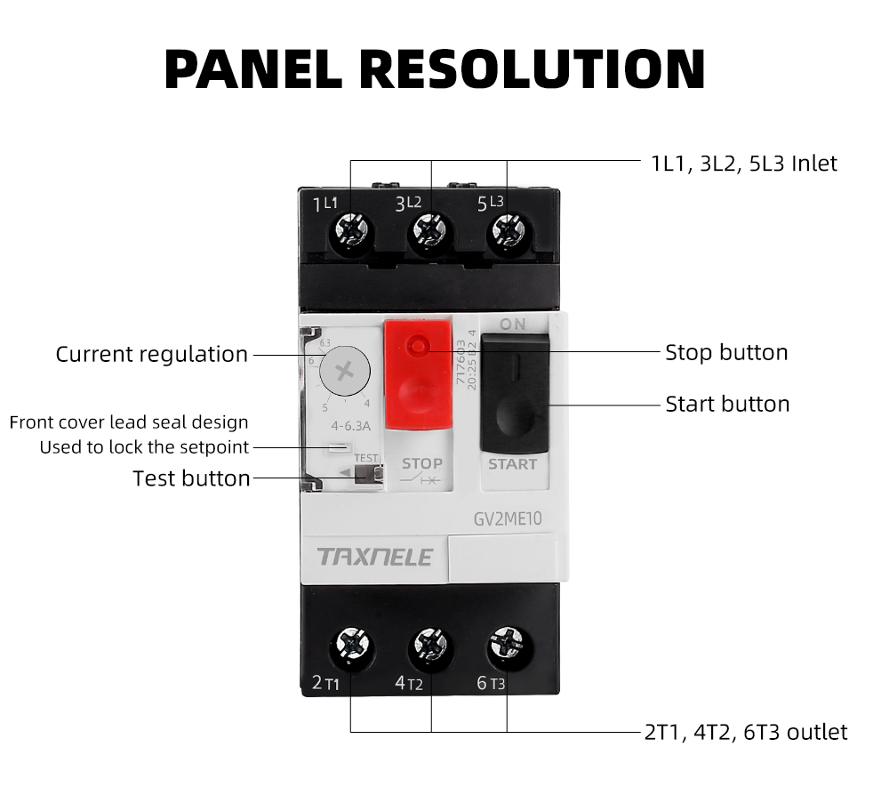 GV2-ME motor starter series pushbutton switch protector 3P Type Thermal Magnetic MPCB GV2ME ...