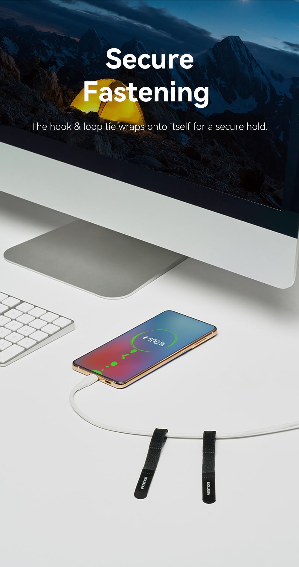 Vention 120-180mmTearable Velcro straps Cable Organizer Self Adhesive ...