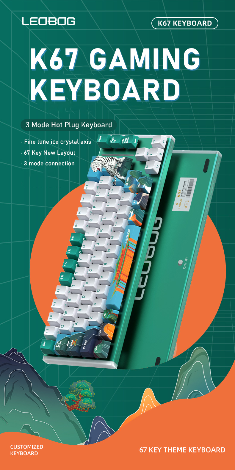 AULA K67 Hotswap Mechanical Gaming Keyboard 67Keys Bluetooth /wired /2 ...