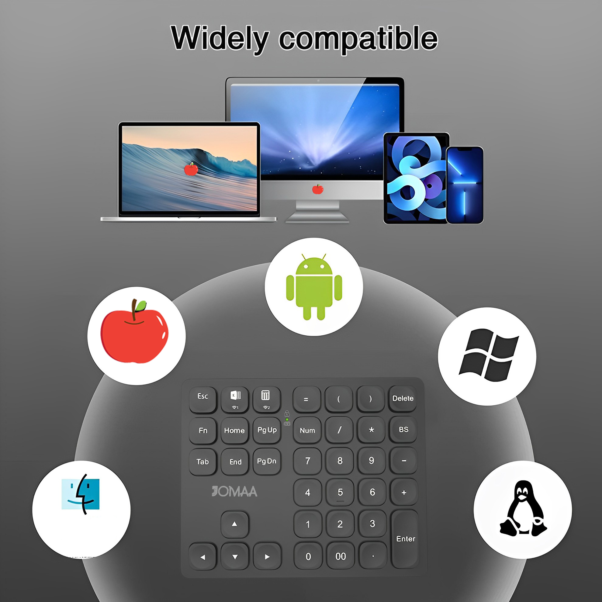 JOMAA 36keys Bluetooth Numeric Keypad Wireless Rechargeable Numpad ...