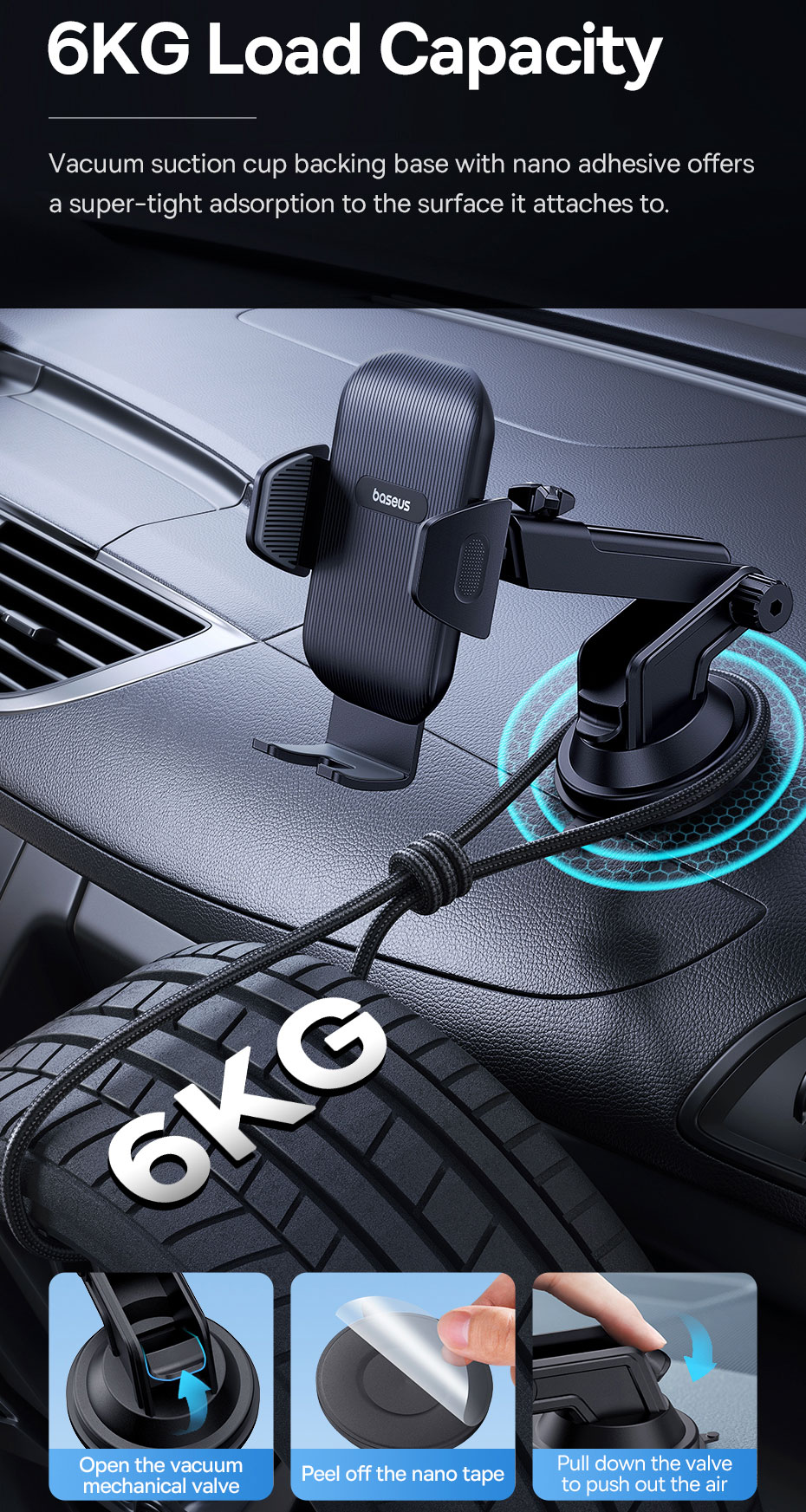 Baseus Car Phone Holder Sucker for Dashboard Windshield Mobile Car ...