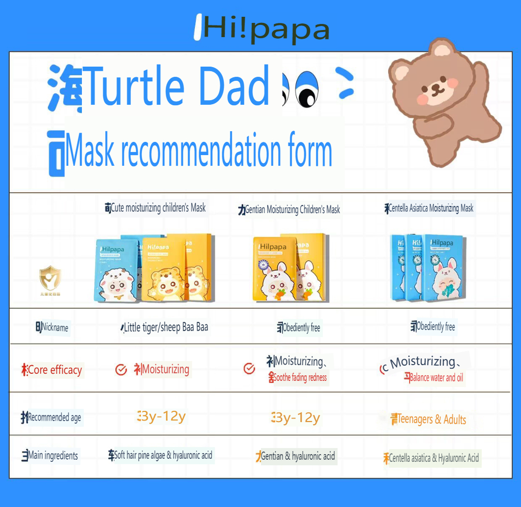 Hi!papa 海龟爸爸 3-12 Years Old Kids Moisturizing Facial Mask Teenagers ...