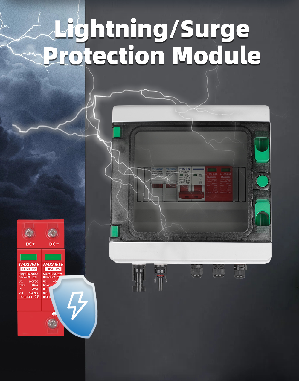 Solar photovoltaic PV DC Combiner Box Surge Lightning Protection 1 ...