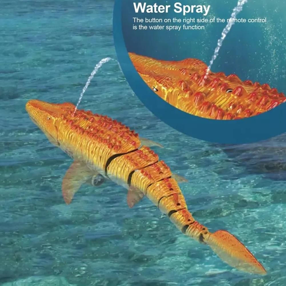 RC Spray Water Mosasaurus Shark Fish Simulation Toy Remote Control ...