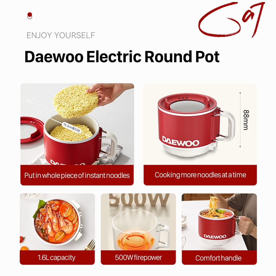 Daewoo 1.6L Electric Cooker Instant Noodle Cooker Multifunctional ...