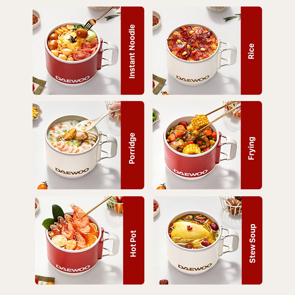 Daewoo 1.6L Electric Cooker Instant Noodle Cooker Multifunctional ...