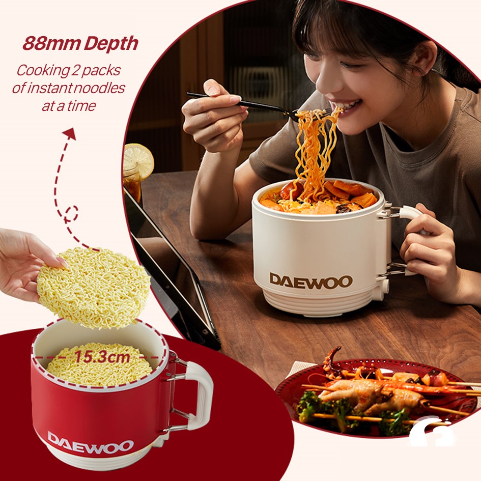 Daewoo 1.6L Electric Cooker Instant Noodle Cooker Multifunctional ...