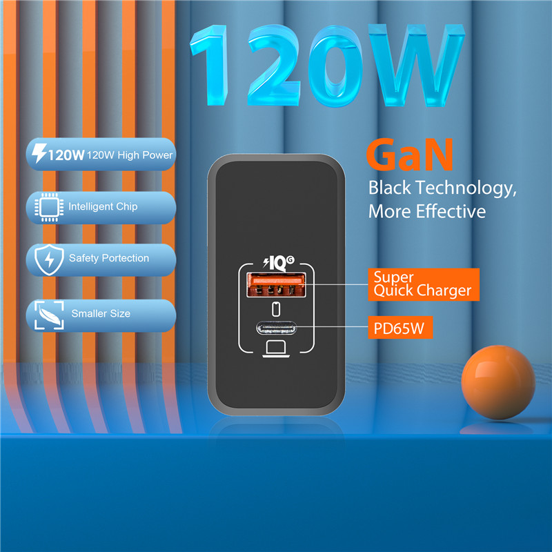 120W GaN Super Fast charger QC+PD Fast charging Adoptor Multi Port ...