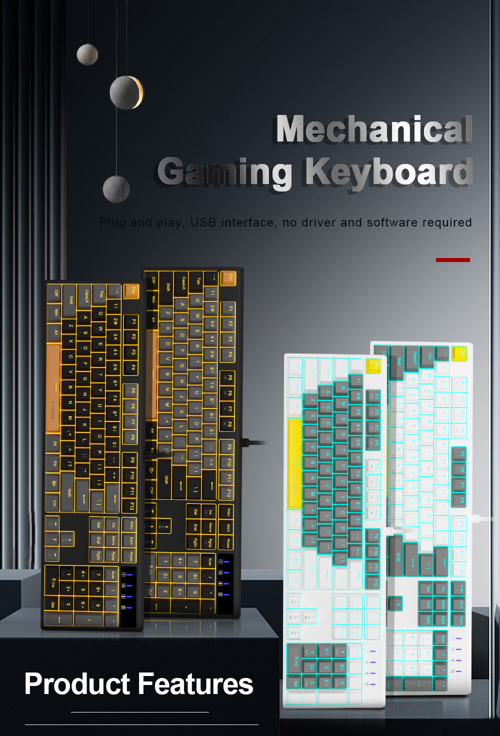 E-YOOSO Z14 USB Mechanical Gaming Wired Keyboard Red Blue Switch ...