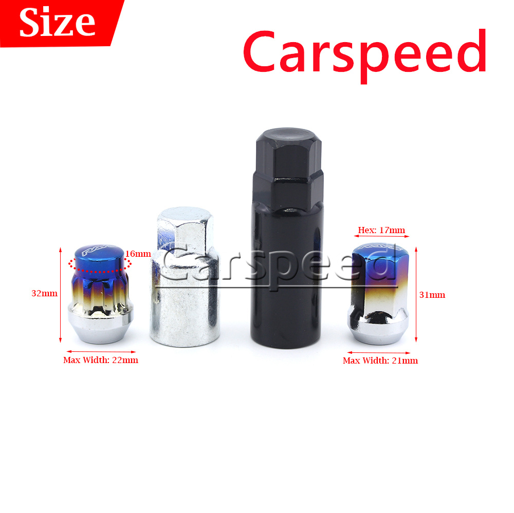 RAYS JDM Burnt Blue Car Tire Wheel Rims Lock Lug Nuts M12x1.5 M12x1.25 ...
