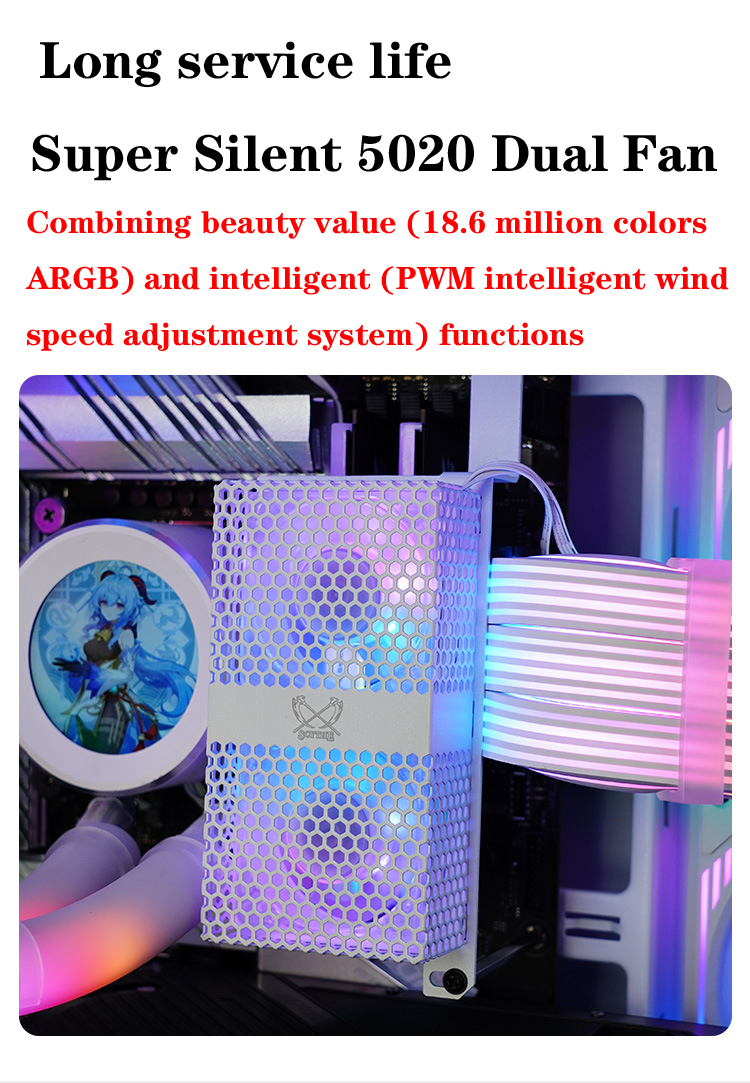 RAM ARGB Memory Cooler Black/White 50mm ARGB Dual Fan PWM 800-4200RPM ...