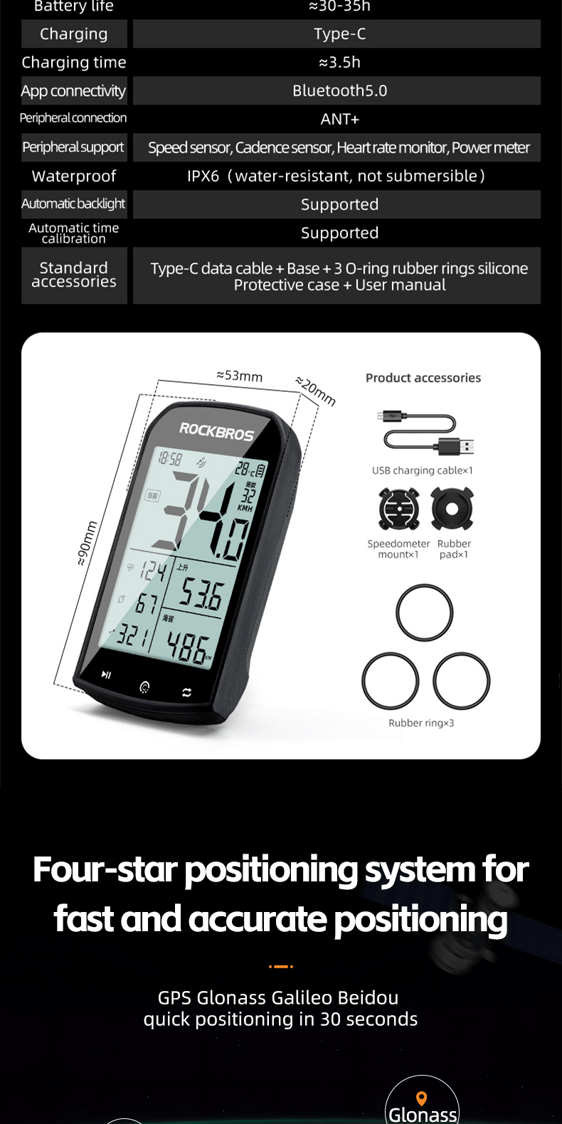 CYCPLUS Speedometer M1 Bike Computers GPS Wireless Road Bike Mountain ...