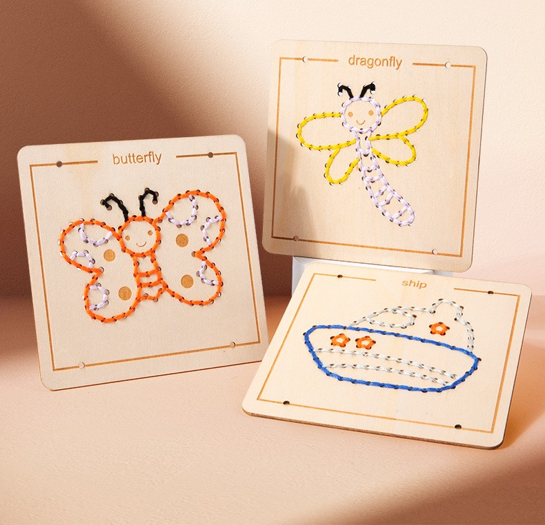 Montessori Toys DIY Material Threading Board Children Embroidery ...