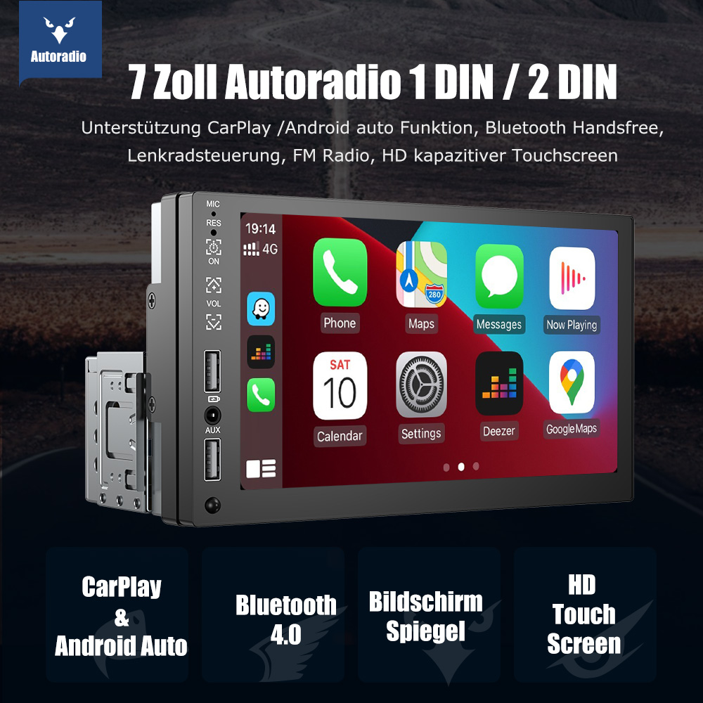 ESSGOO 7 Inch Single Dual 1 Din Universal Car Audio with Bluetooth Touch Screen Multimedia with ...