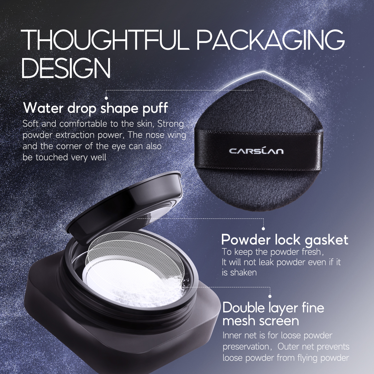 Carslan Black Magnetic Powder Makeup Loose Setting Oil Control ...
