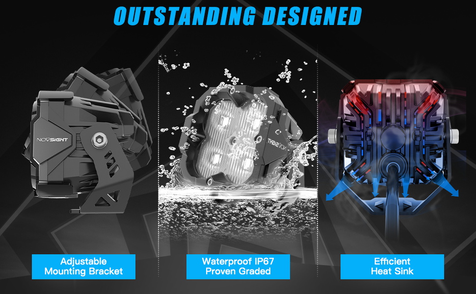 Novsight All Weather WL1 3 Inch Cube LED Shade Off Road Auxiliary ...