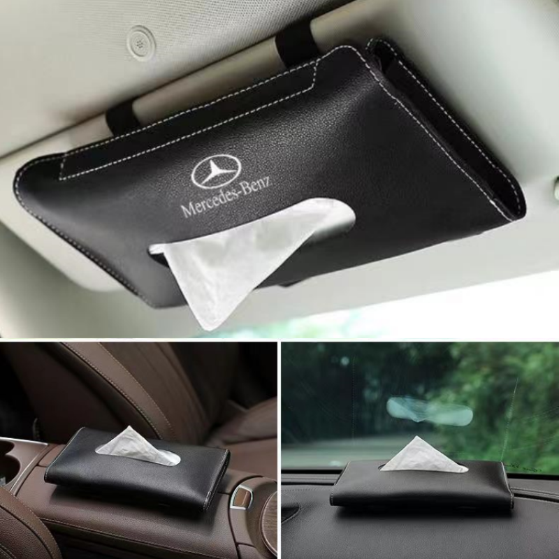 1set Universal Car Sun Visor Tissue Box Holder PU Leather Tissue Box ...