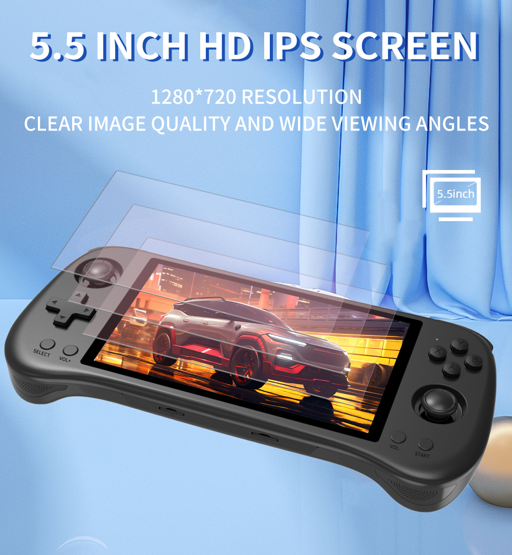 POWKIDDY New X55 Black Portable Game Console New HD Screen RK3566 CPU 5 ...